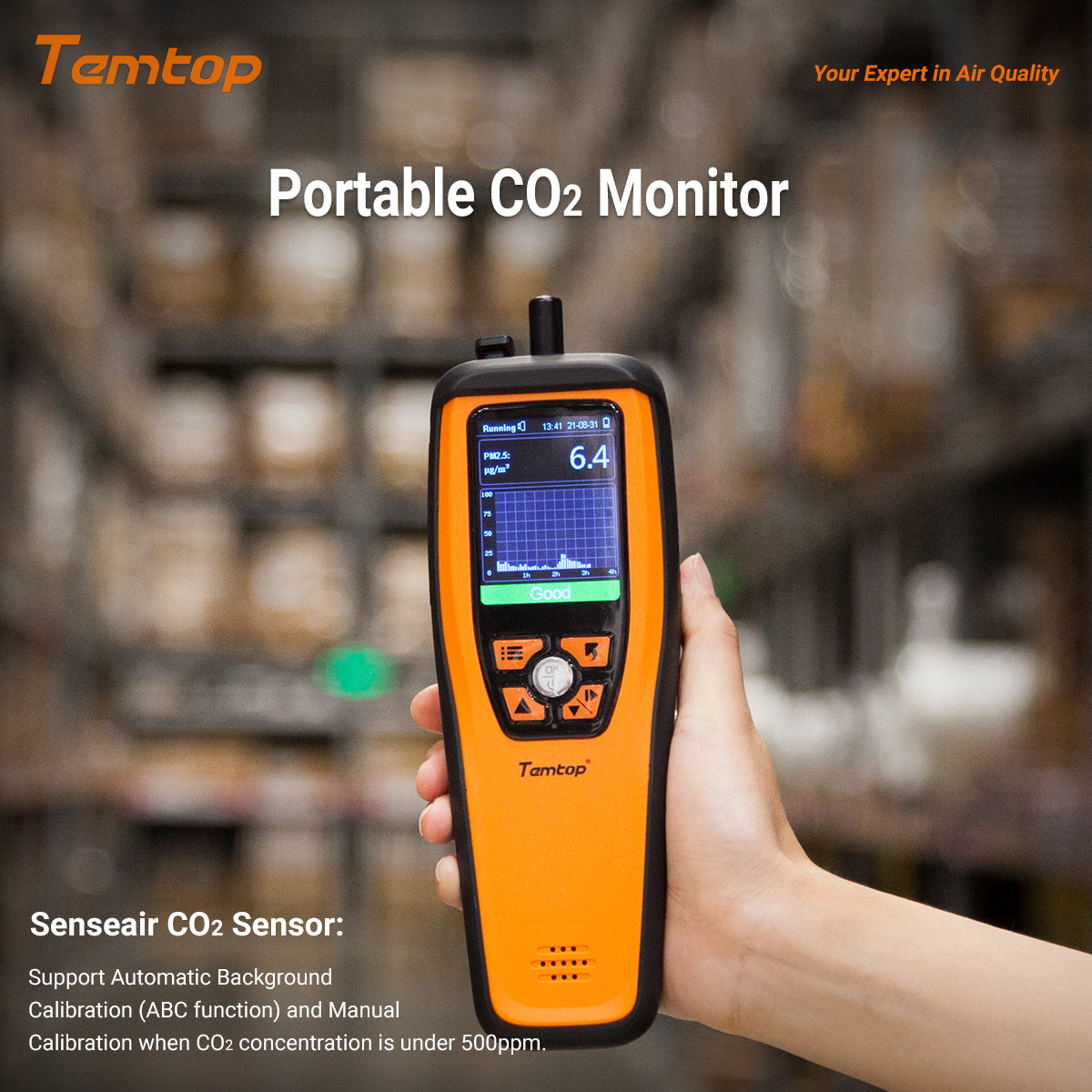 Temtop M2000 2. CO2 air quality monitor for PM2.5 PM10 particles CO2 H