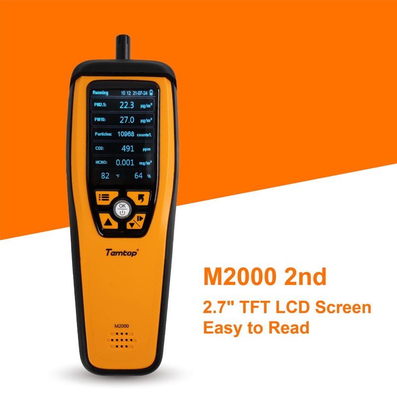 Temtop M2000 2. CO2 air quality monitor for PM2.5 PM10 particles CO2 H