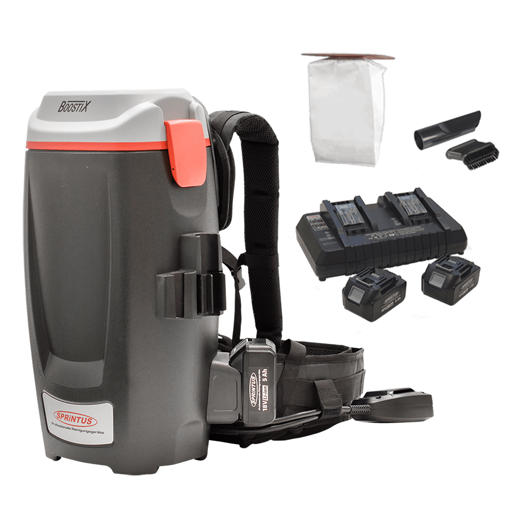 Cordless 36V Backpack Vacuum incl. Batteries & Quick Charger - Sprintu