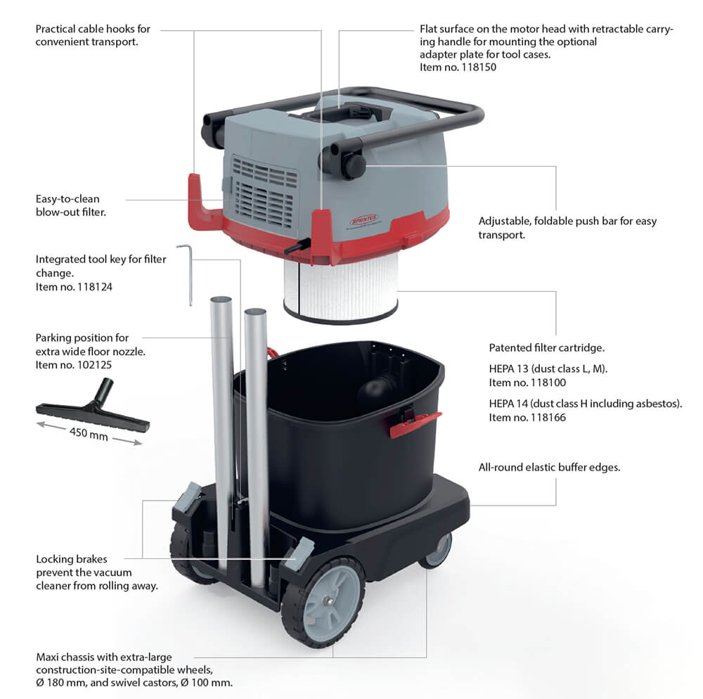 M-Class 50L Vacuum with PTO & Reverse Air Filter Cleaning, 230 Volts