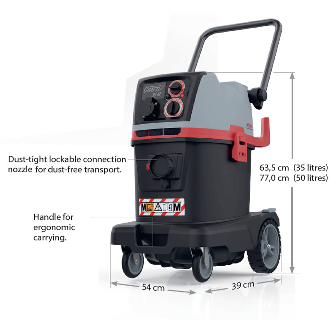 H-Class 50L Vacuum with PTO & Reverse Air Filter Cleaning, 230 Volts